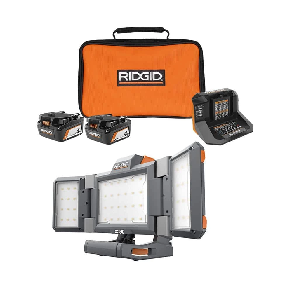 Best deal 💯 RIDGID 18V Hybrid Folding Panel Light with (2) 4.0 Ah ...